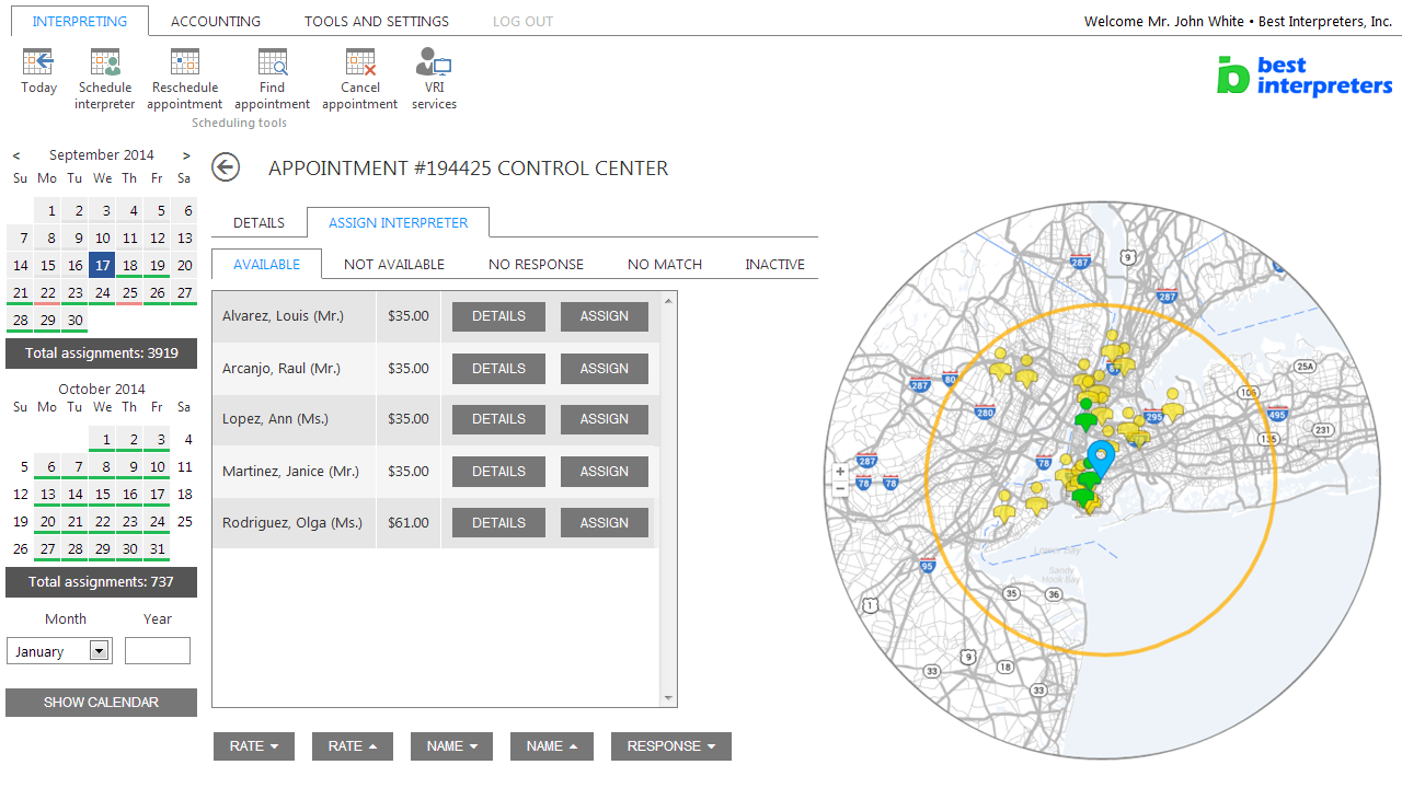Interpreter management software - ScheduleInterpreter